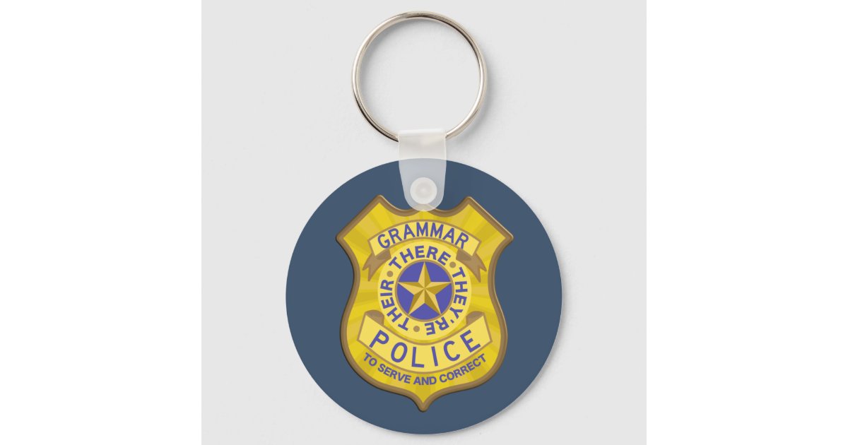 Grammar Police Badge Keychain | Zazzle