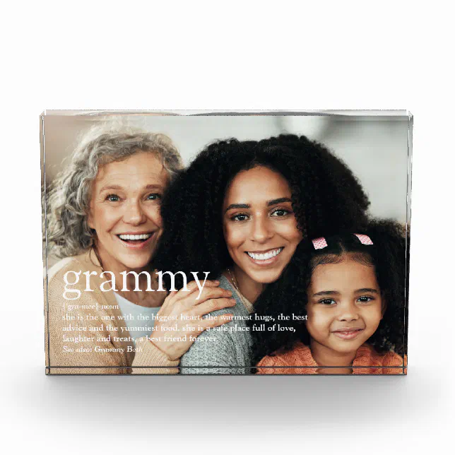 Grammy Modern Fun Quote Definition Grandma Gift Photo Block | Zazzle