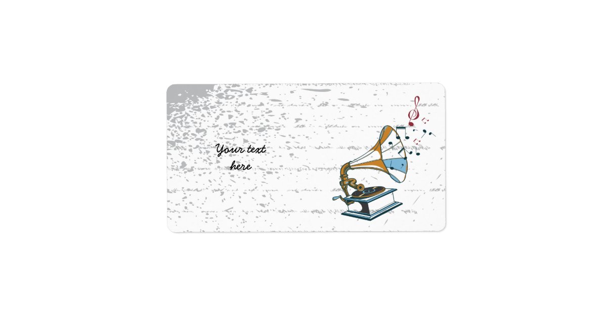 Gramophone retro custom label | Zazzle