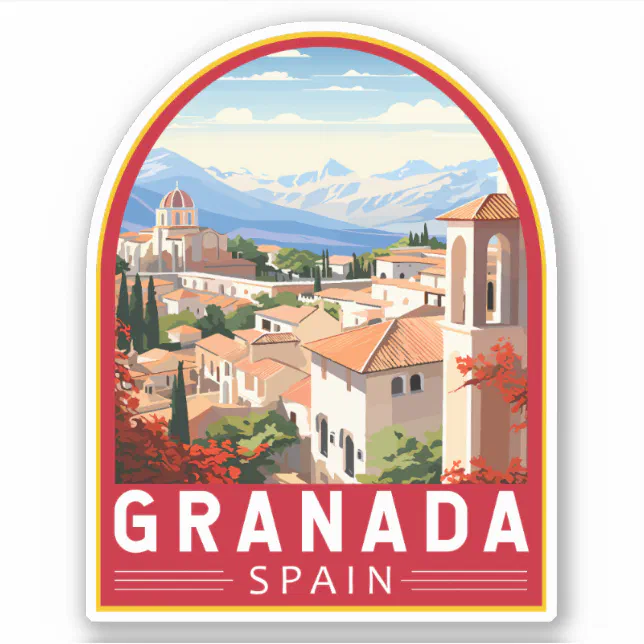 Granada Spain Travel Art Vintage Sticker | Zazzle