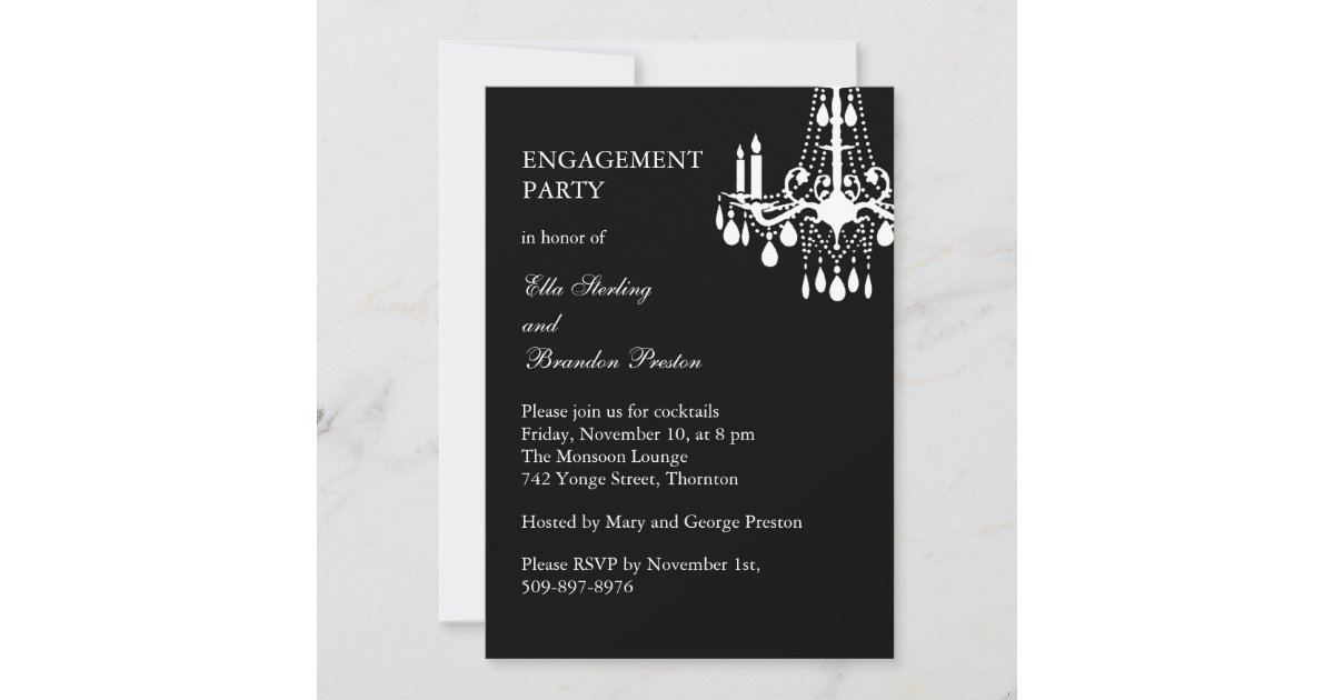 Grand Ballroom Engagement Party Invitation (black) | Zazzle