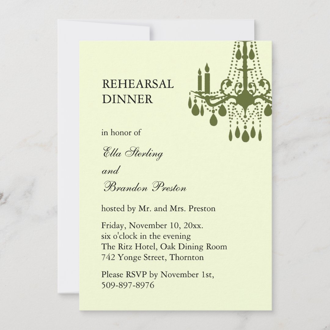 Grand Ballroom Rehearsal Dinner Invitation (green) | Zazzle