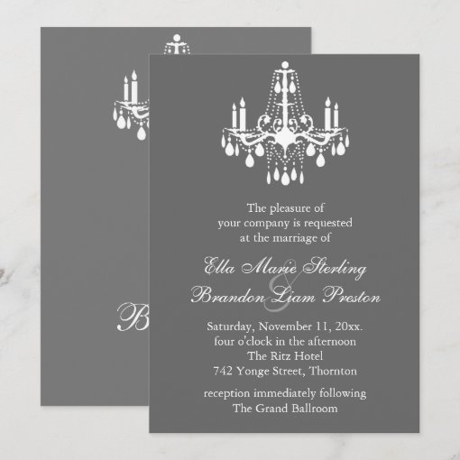 Grand Ballroom Wedding Invitation 2 (gray) | Zazzle