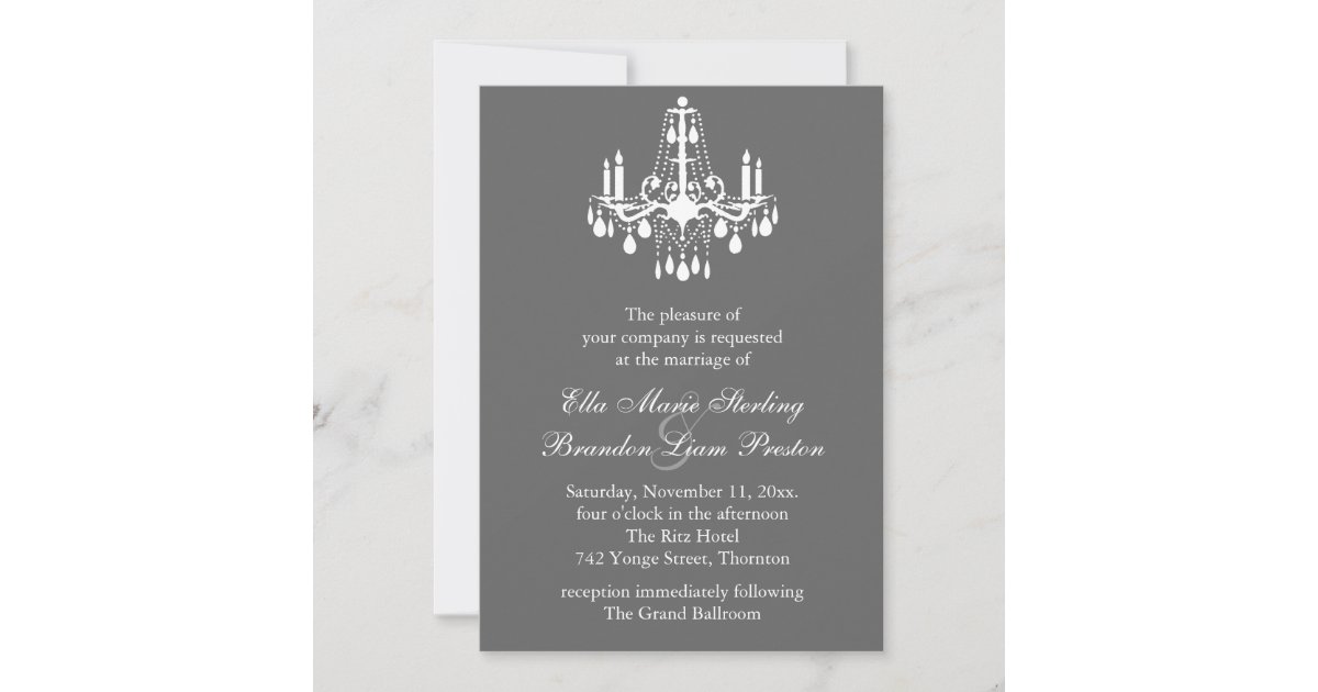 Grand Ballroom Wedding Invitation 2 (gray) | Zazzle