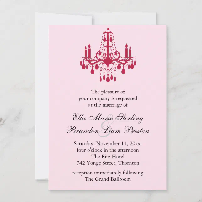 Grand Ballroom Wedding Invitation 2 (red) | Zazzle