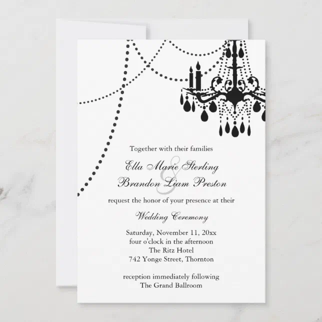 Grand Ballroom Wedding Invitation 3 (white) | Zazzle
