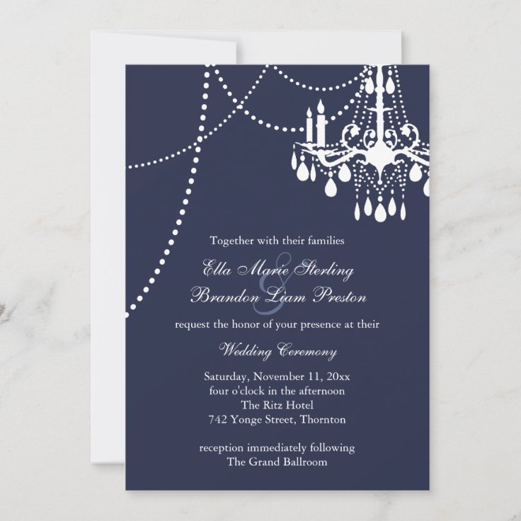Grand Ballroom Wedding Invitation in Blue | Zazzle