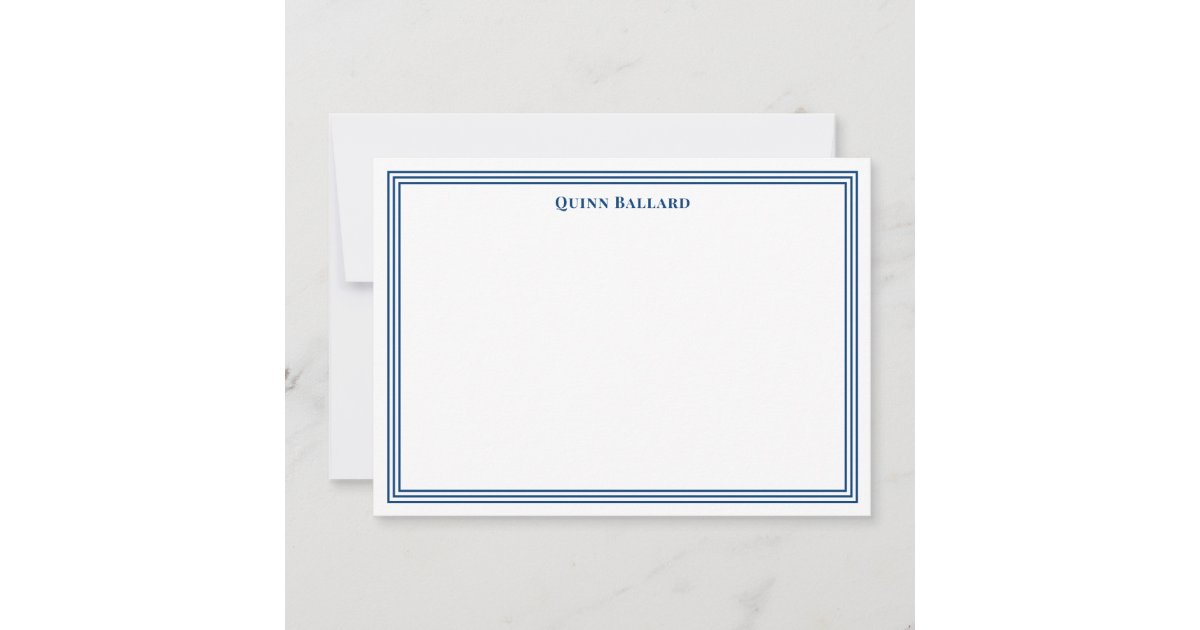 Grand Border Navy Blue Note Card | Zazzle