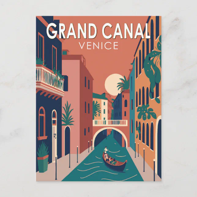 Grand Canal Venice Travel Art Vintage Postcard | Zazzle