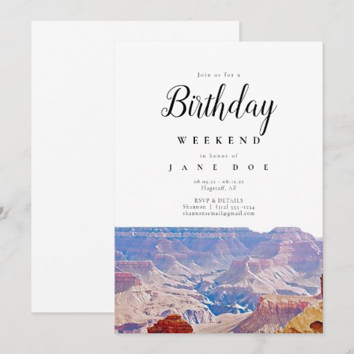 Grand Canyon Arizona Birthday Weekend Invitation | Zazzle