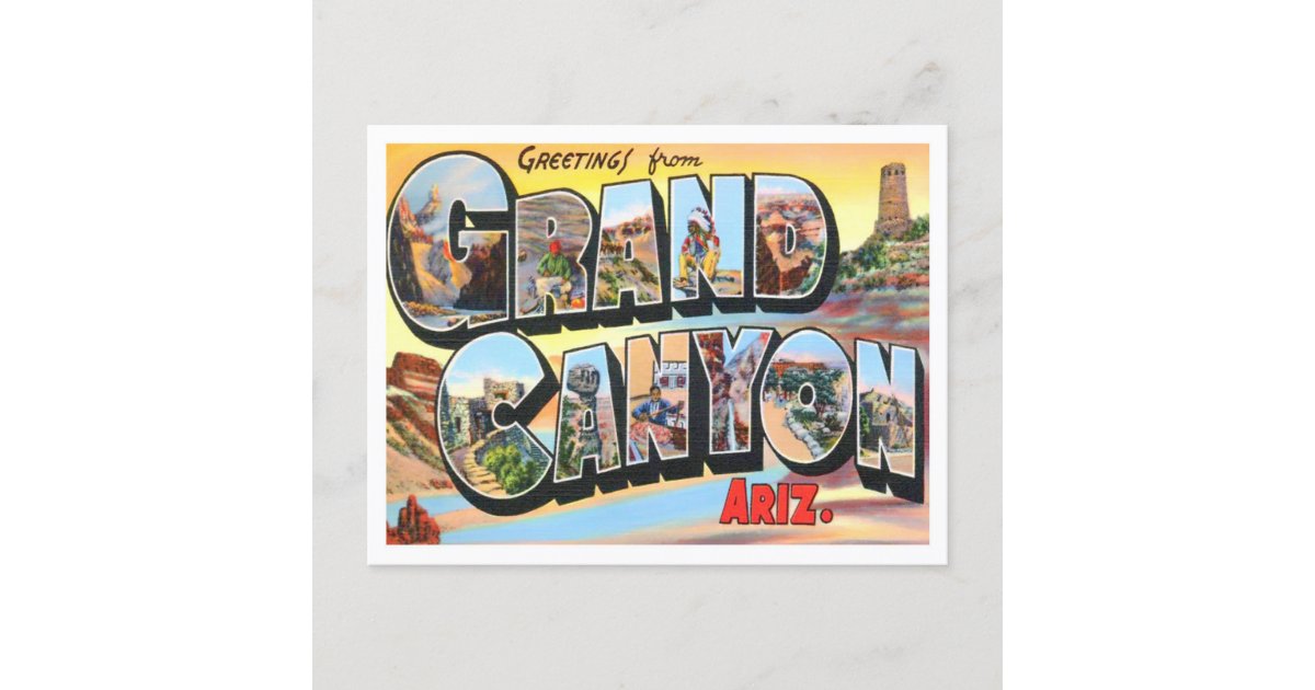 Grand Canyon, Arizona Vintage Big Letters Postcard | Zazzle