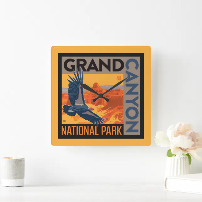Grand Canyon National Park | Condors Square Wall Clock | Zazzle