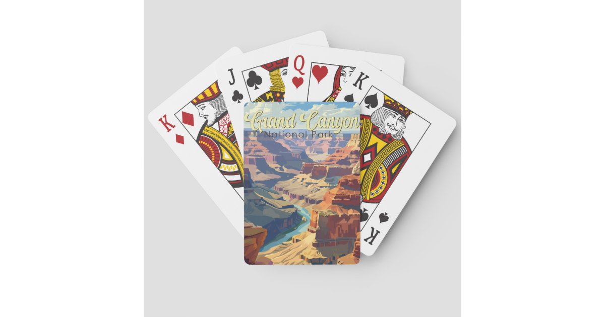 Grand Canyon National Park Illustration Travel Art Poker Cards | Zazzle