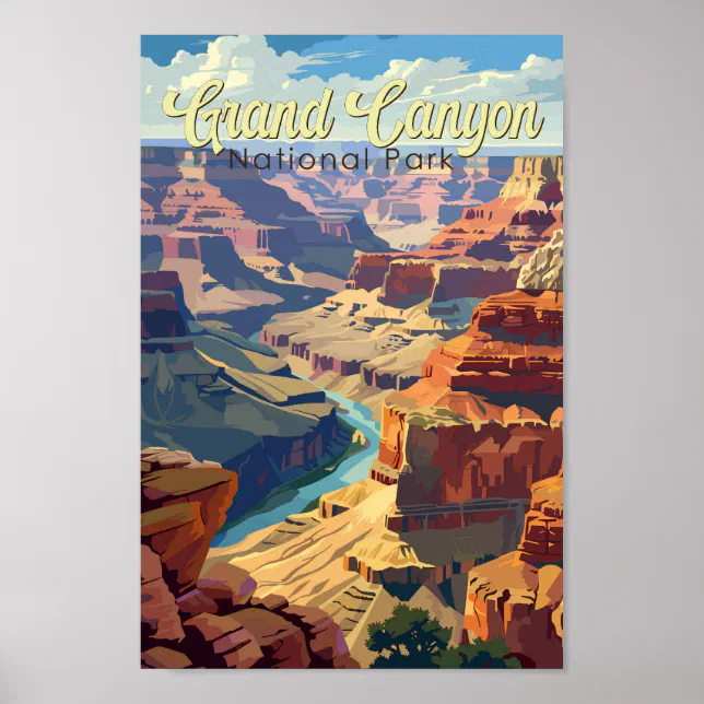 Grand Canyon National Park Illustration Travel Art Poster | Zazzle
