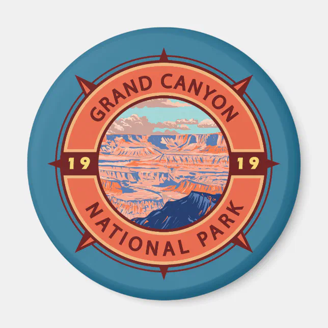 Grand Canyon National Park Retro Compass Emblem Magnet | Zazzle