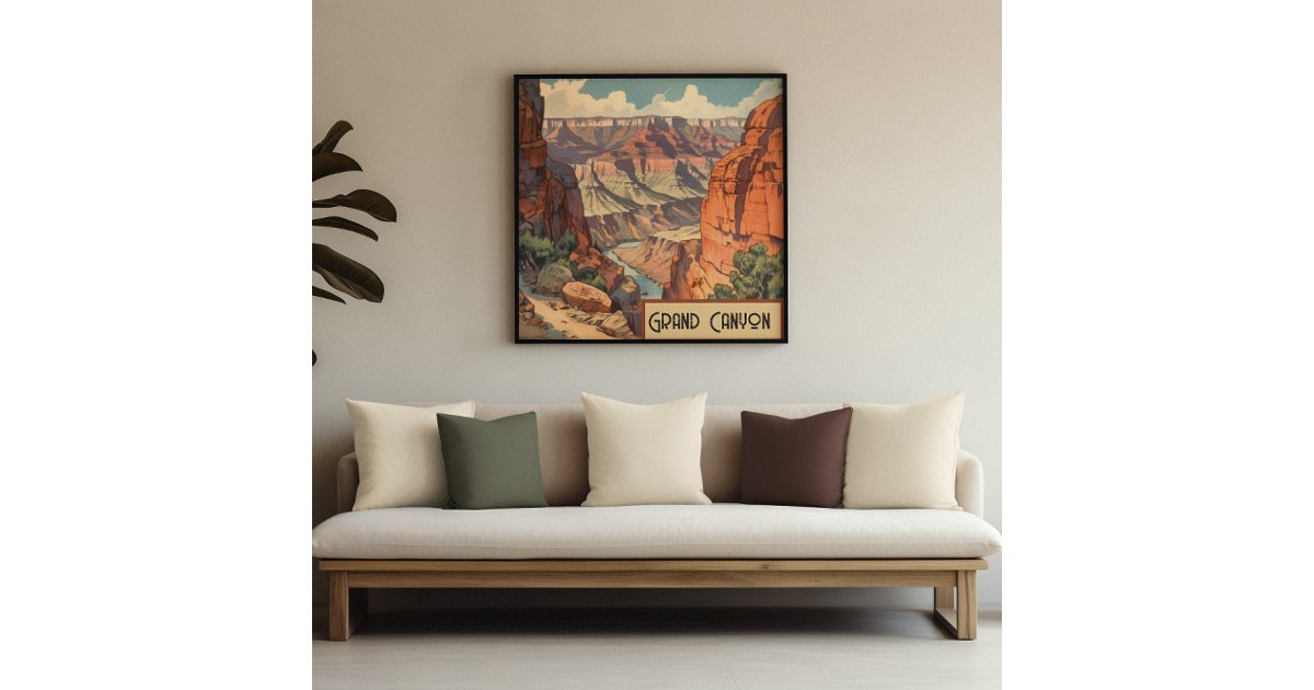 Grand Canyon Retro Travel Design Framed Art | Zazzle
