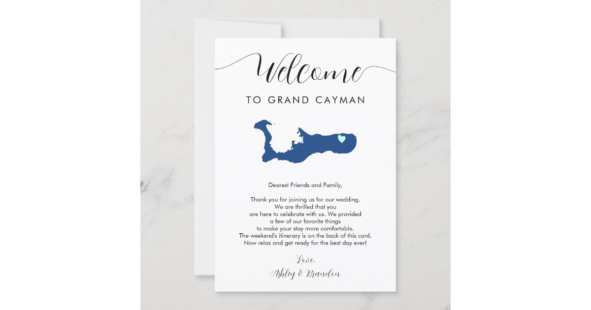 Grand Cayman Map Wedding Welcome Letter Itinerary | Zazzle