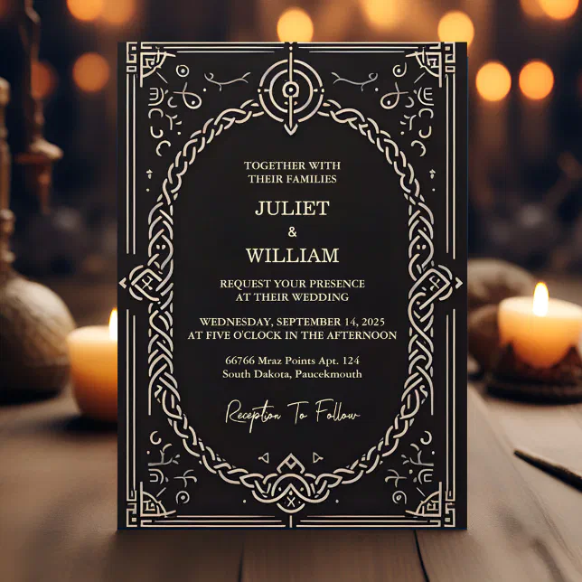 Grand Celtic Nordic Medieval Scroll Viking Wedding Invitation | Zazzle