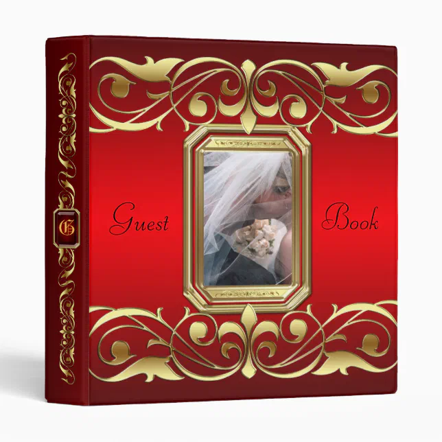 Grand Duchess Gold Scroll Red Guest Book Binder | Zazzle