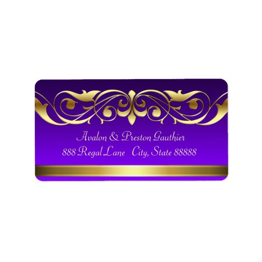 Grand Duchess Purple Gold Scroll Address Labels | Zazzle.com