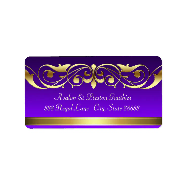 Grand Duchess Purple Gold Scroll Address Labels | Zazzle