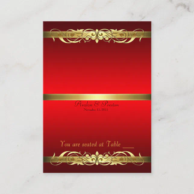 Grand Duchess Red & Gold Scroll Table Placecard | Zazzle