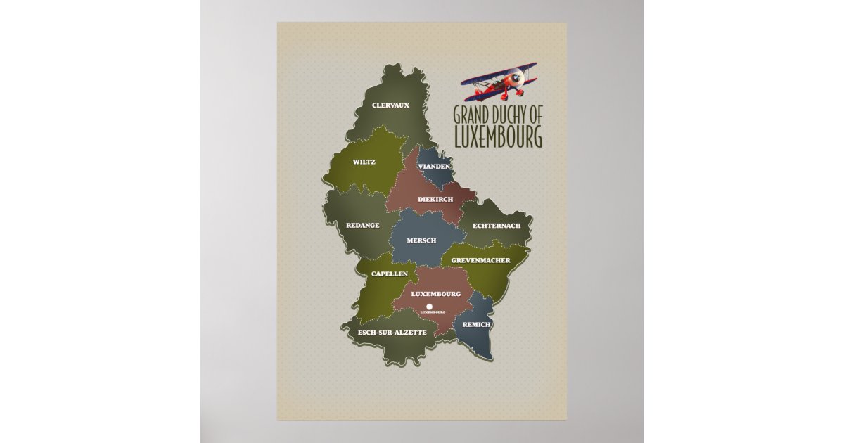 Grand duchy of luxembourg map poster | Zazzle