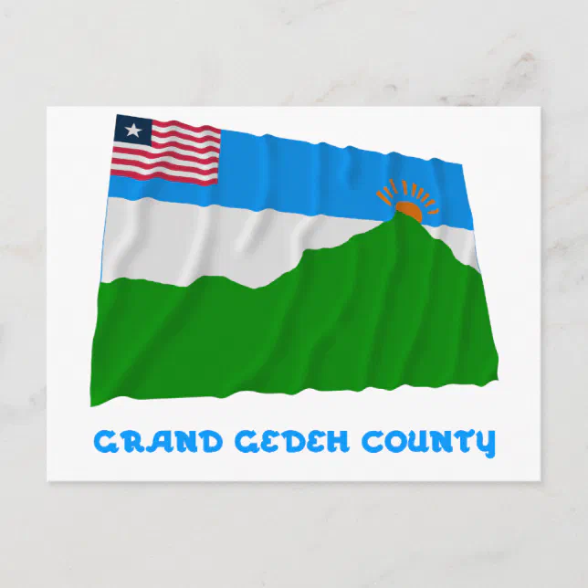 Grand Gedeh County Waving Flag with Name Postcard | Zazzle
