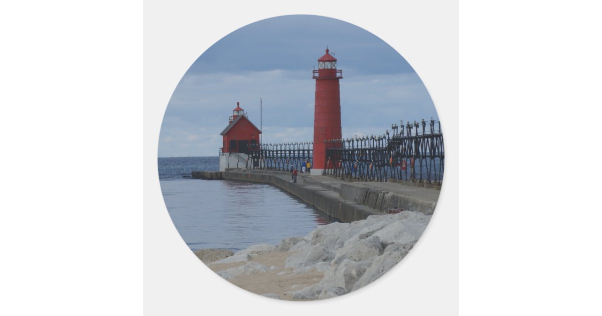 Grand Haven Lighthouses Classic Round Sticker | Zazzle