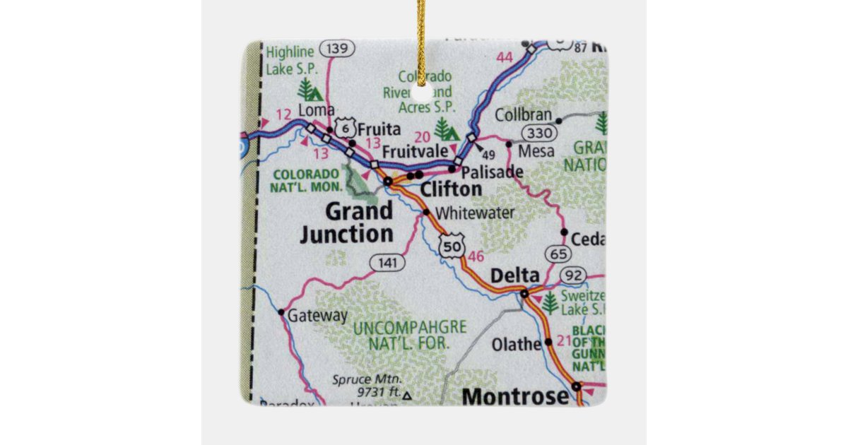 Grand Junction CO Map Ceramic Ornament | Zazzle