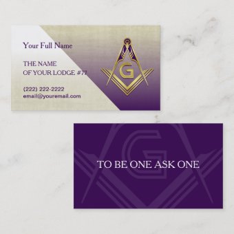 Grand Lodge Purple & Gold Masonic Business Cards | Zazzle