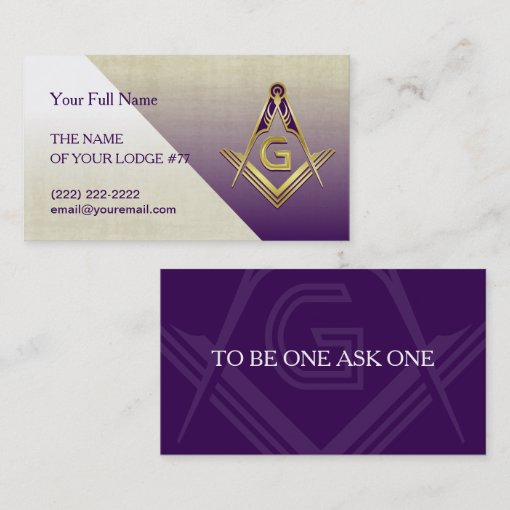 Grand Lodge Purple & Gold Masonic Business Cards | Zazzle