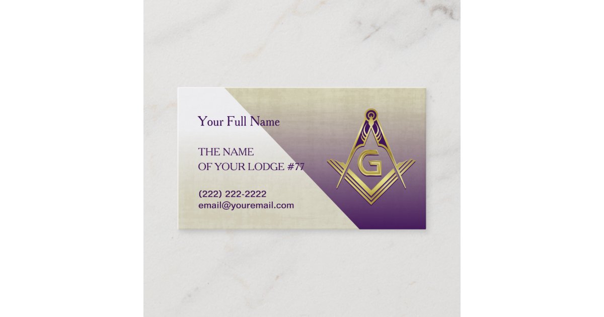 Grand Lodge Purple & Gold Masonic Business Cards | Zazzle