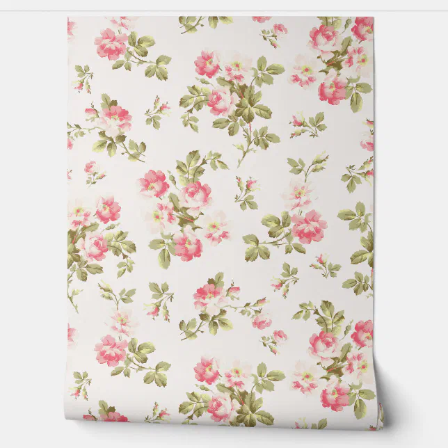 Grand Millennial Botanical Roses Summer Garden Wallpaper | Zazzle
