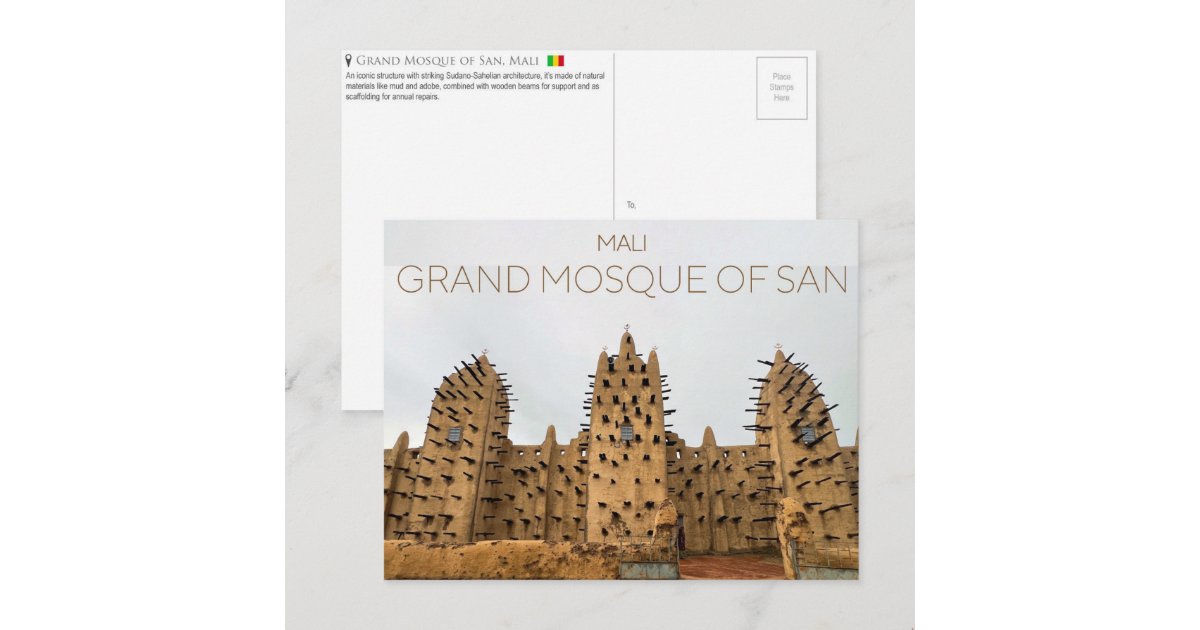 Grand Mosque of San, Mali Postcard | Zazzle
