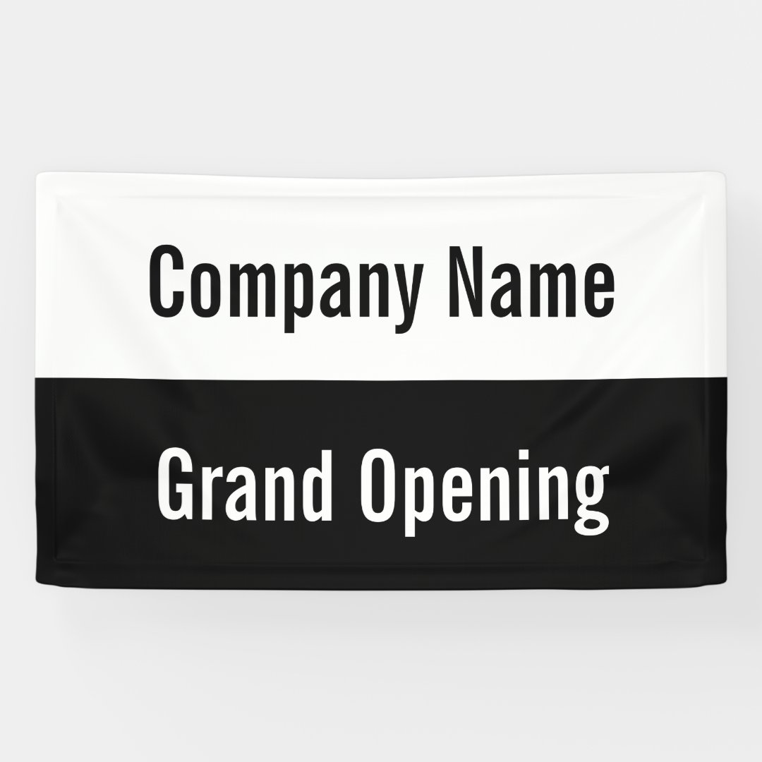 Grand Opening Black and White Business Name Banner | Zazzle