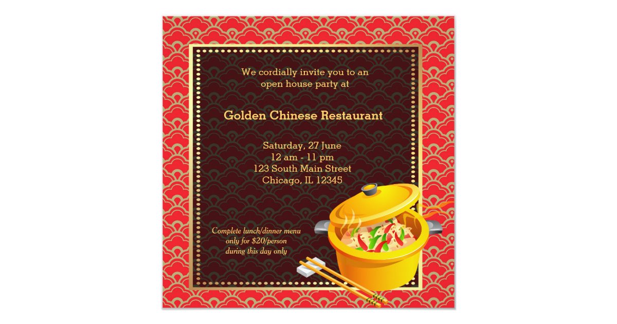 Grand Opening Chinese Restaurant Invitation | Zazzle.com