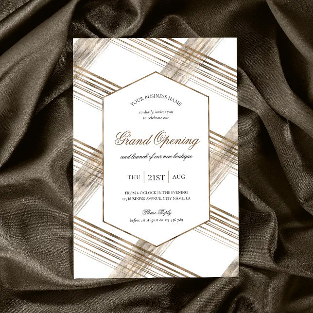 Grand Opening Event White & Gold Elegant Corporate Invitation | Zazzle