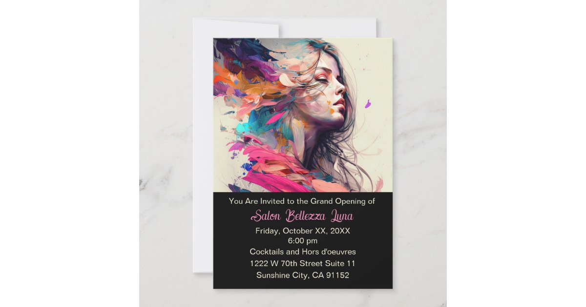 Grand Opening Hair Salon Esthetician Makeup Artist Invitation | Zazzle