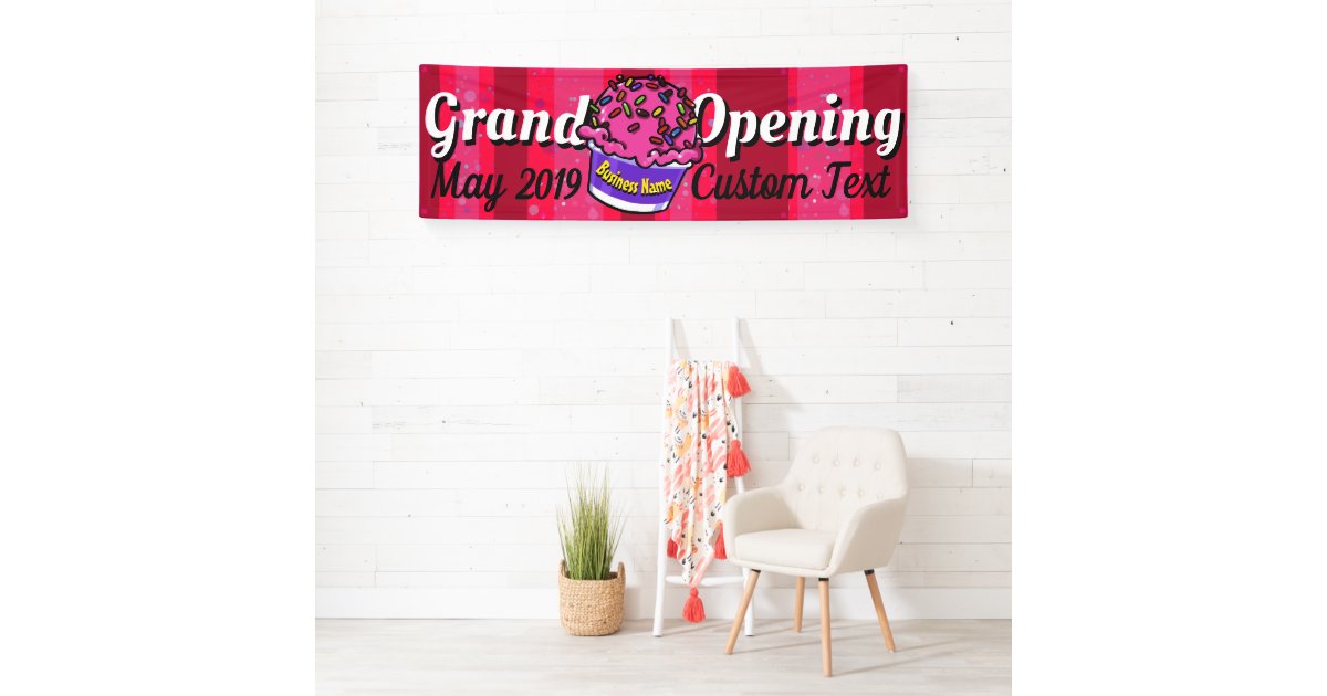 Grand Opening Ice Cream Shop Customizable Banner | Zazzle