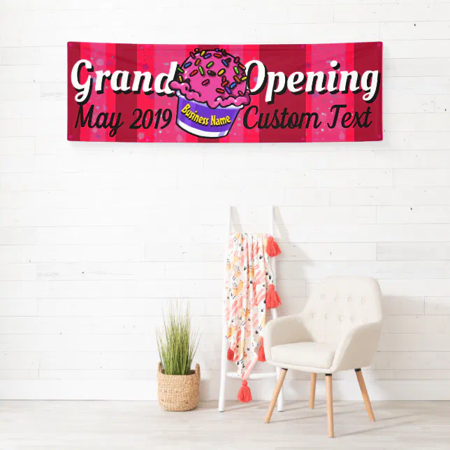 Grand Opening Ice Cream Shop Customizable Banner | Zazzle