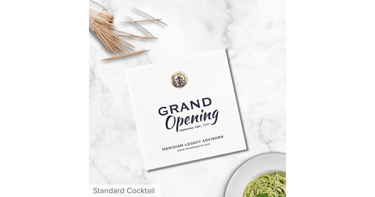 Grand Opening Launch Event Napkins with Logo | Zazzle