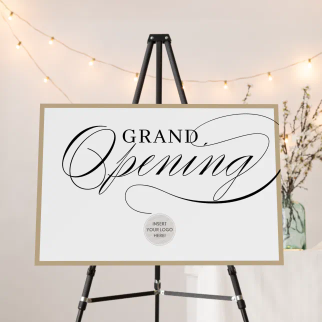GRAND OPENING modern business logo event black Foam Board | Zazzle