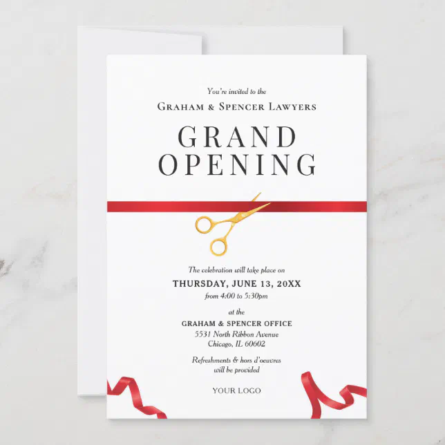 Grand Opening Red Ribbon Cutting Ceremony Invitation | Zazzle