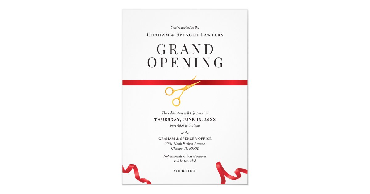 Grand Opening Red Ribbon Cutting Ceremony Invitation | Zazzle.com