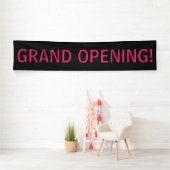 Grand opening simple pink black banner sign | Zazzle