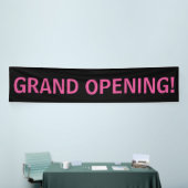 Grand opening simple pink black banner sign | Zazzle