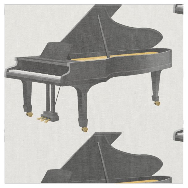 Grand Piano Pattern Retro Black & White Music Fabric | Zazzle.com