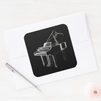 Grand Piano Musical Classical Instrument Square Sticker | Zazzle
