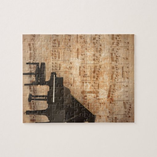 Grand Piano with Music Notes Jigsaw Puzzle | Zazzle